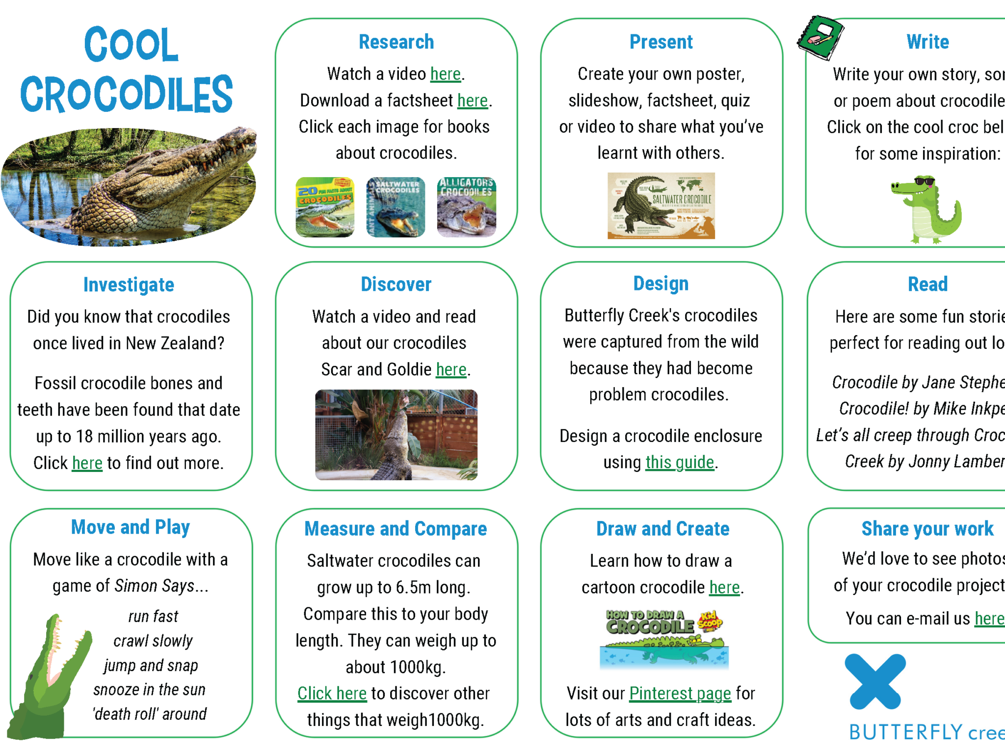Educational resources | Crocodile| Butterfly Creek